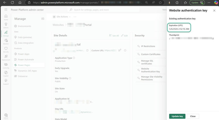 Power Pages: Update Your Portal Auth Key Before Expiry
